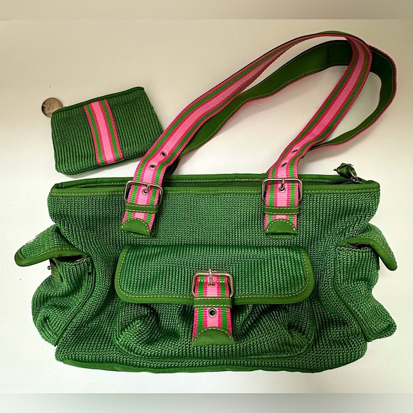 The Sak | Bags | The Sak Belinda Green And Pink Shoulder Bag With Coin ...
